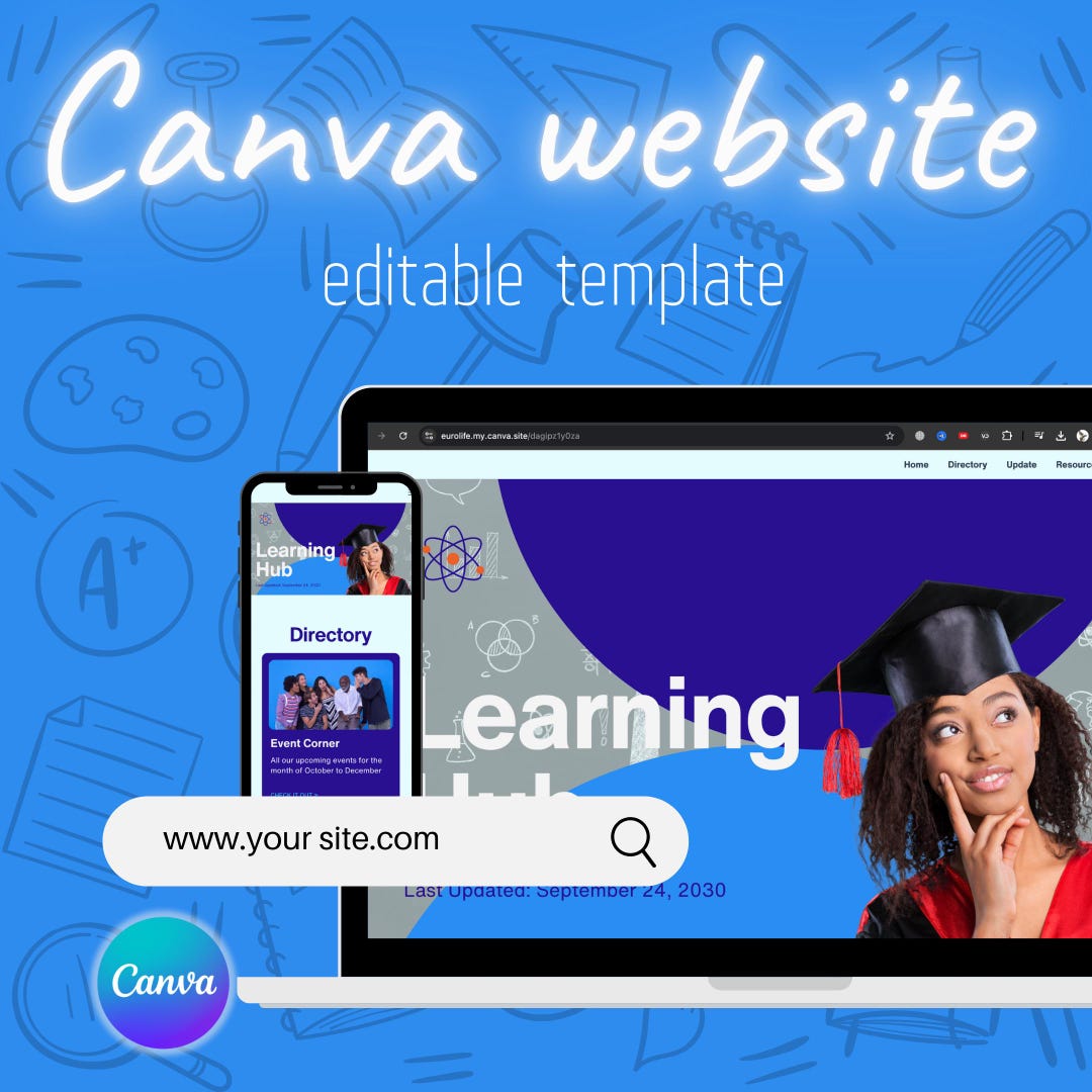Teacher Website Template: Online School Landing Page (canva) - Etsy