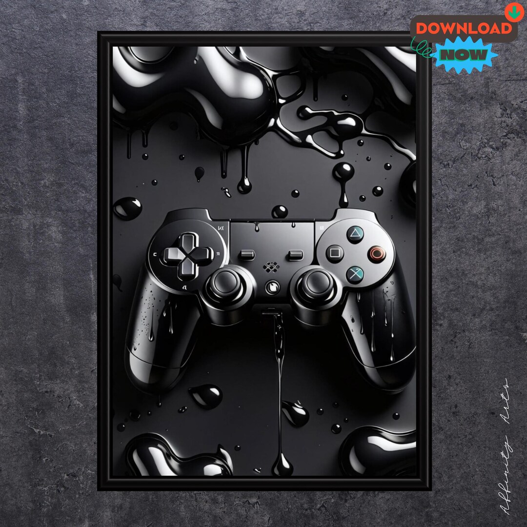 Black Drip Gaming Controller Art: Futuristic Cyberpunk Decor (digital ...