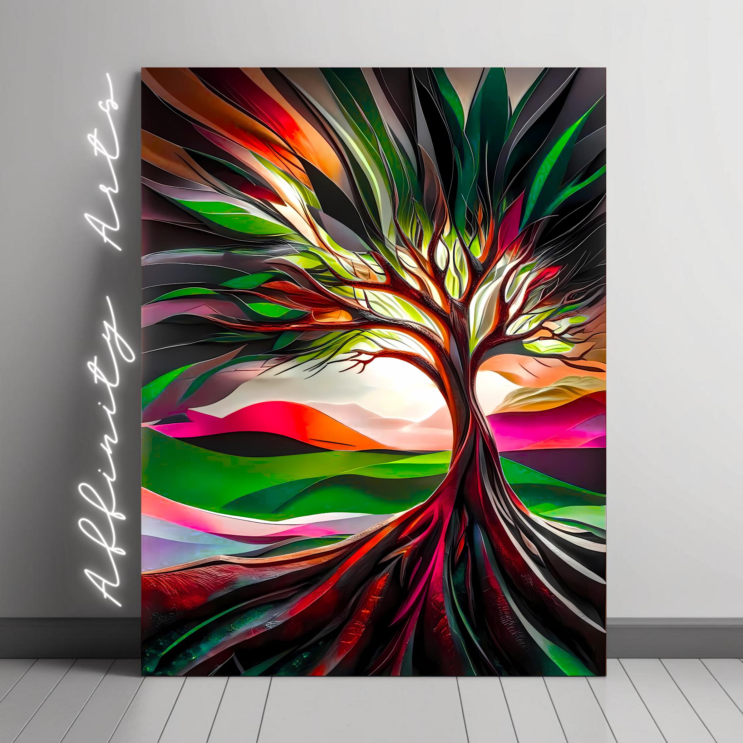 Psychedelic Tree of Energy Art Print: Abstract Roots, Vibrant Nature ...