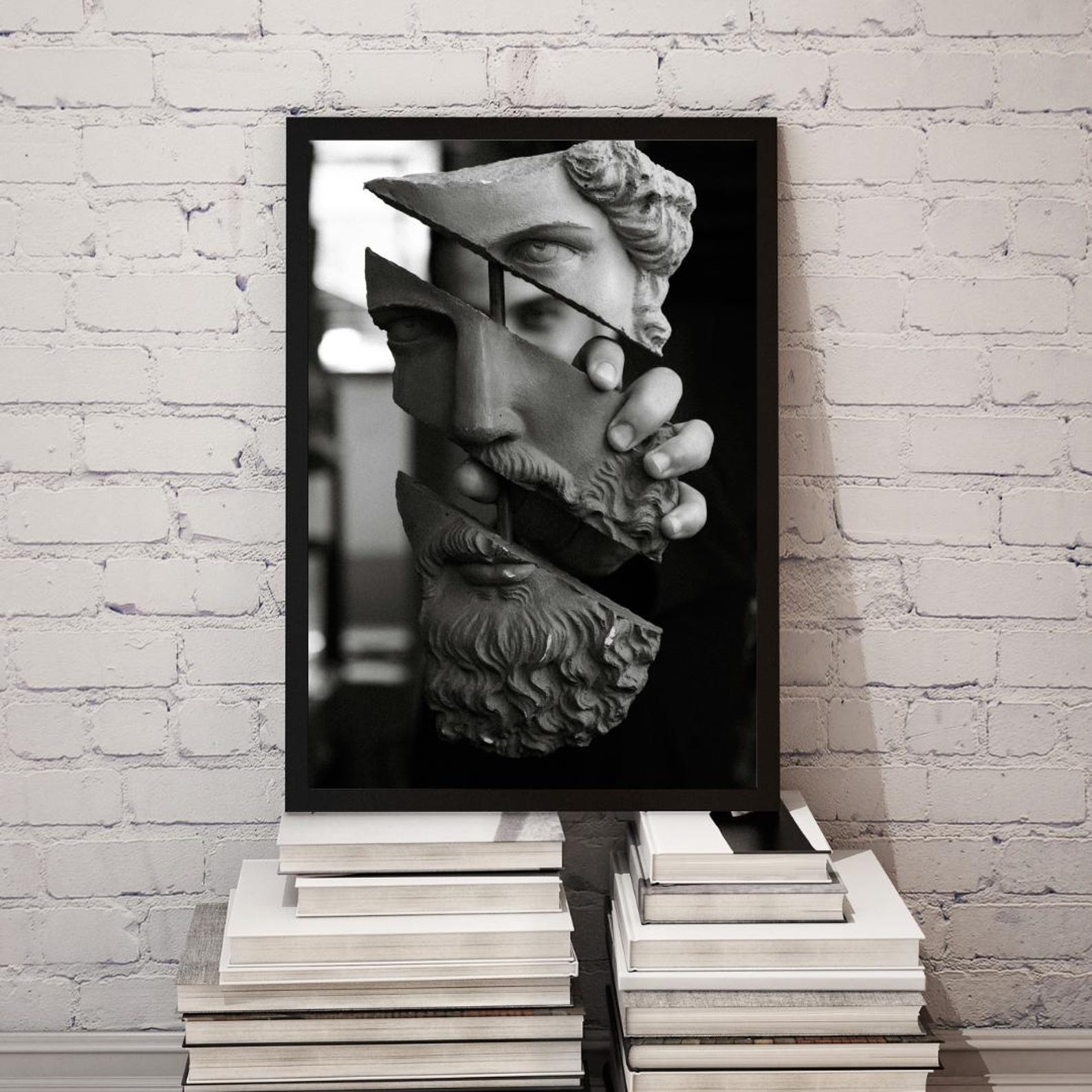 Fragmented Greek Statue Face Art Print: Surrealist Photography (digital ...