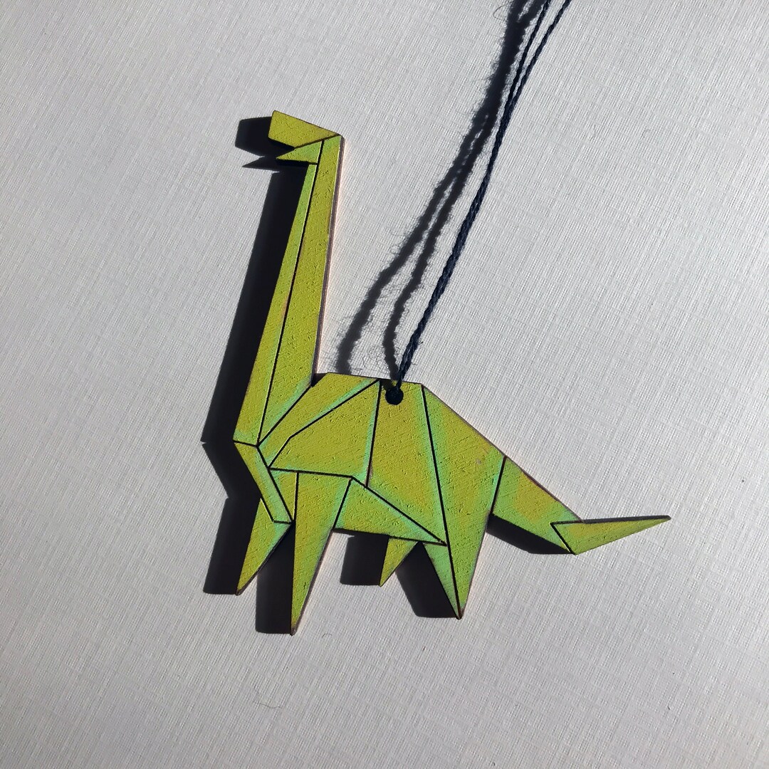 Brontosaurus Origami Dinosaur Wood Ornament - Etsy