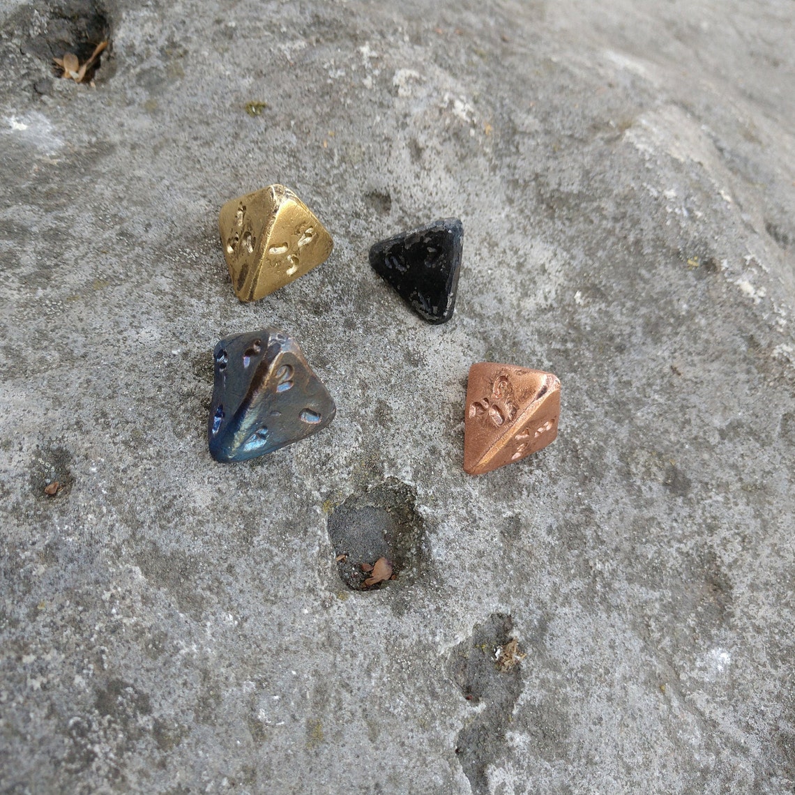 Set of 4 Metal Dice D4 Dice Forged Bronze Dice Forged Iron - Etsy
