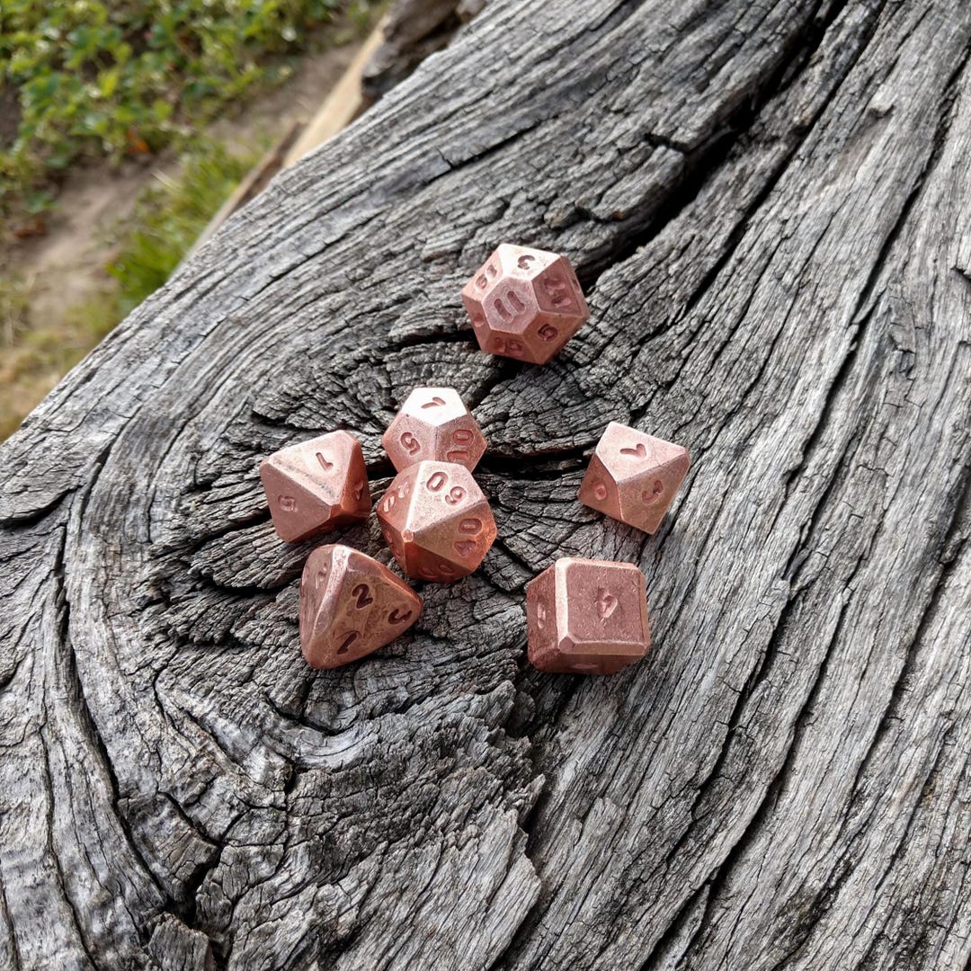 Set of 7 Copper Dice, Copper Gifts, Dnd Dice, D4, D6, D8, D10, D12,d20 ...