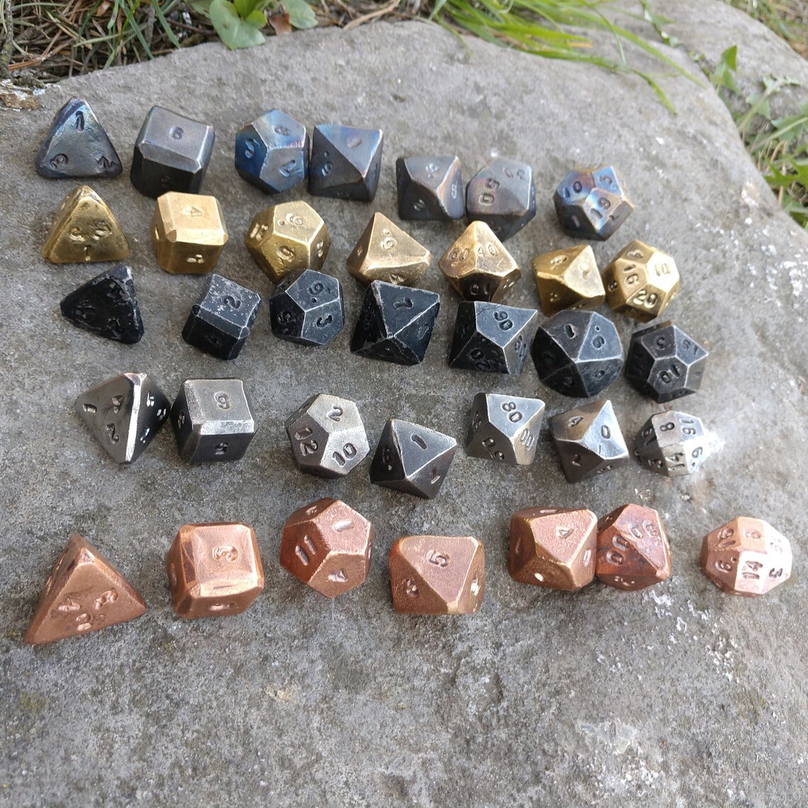 Set of 5 Metals on 7 Dice Bronze Dice Iron Dice Copper - Etsy