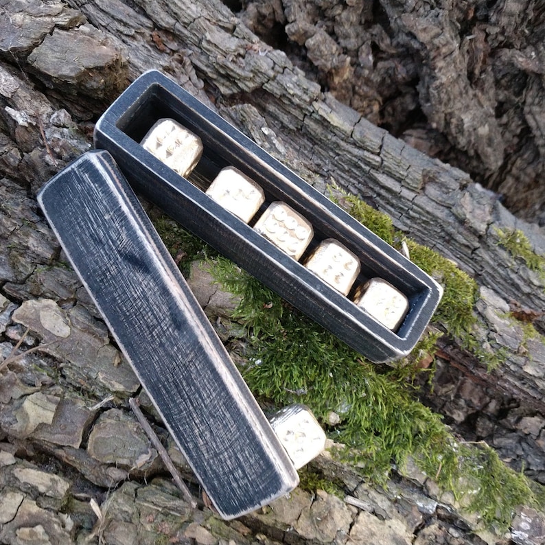 DnD dice bronze dices set of 6 dice in wooden box d6 dice | Etsy