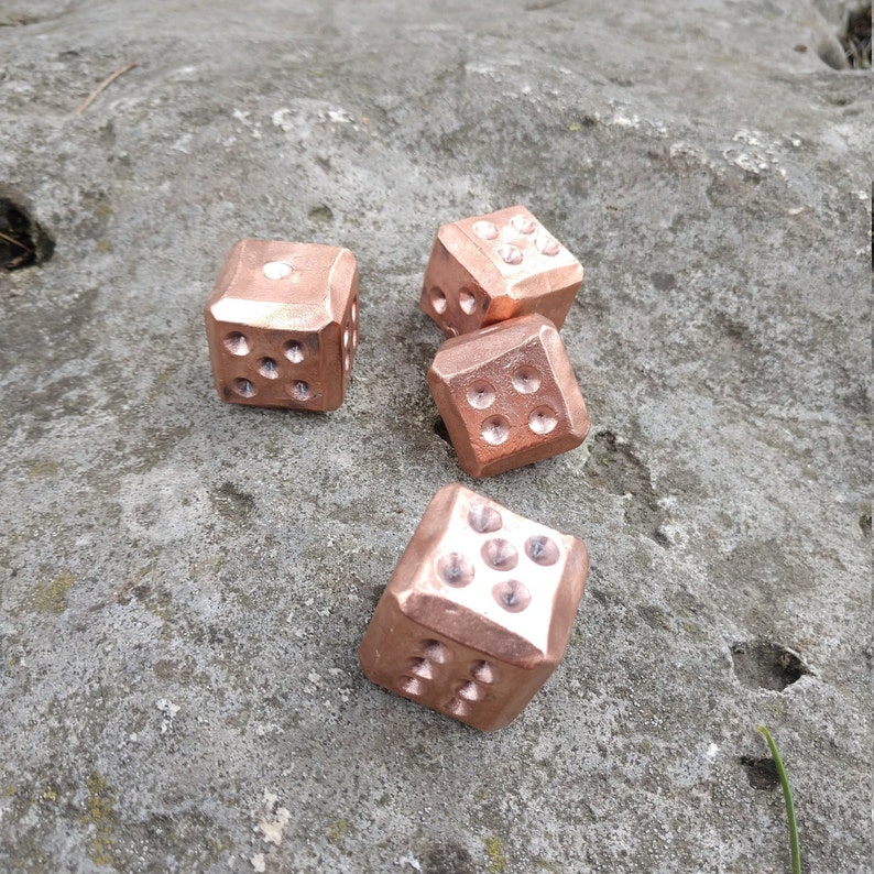 Set of 4 Copper Dices D6 Copper Dices Dnd Dice Games | Etsy