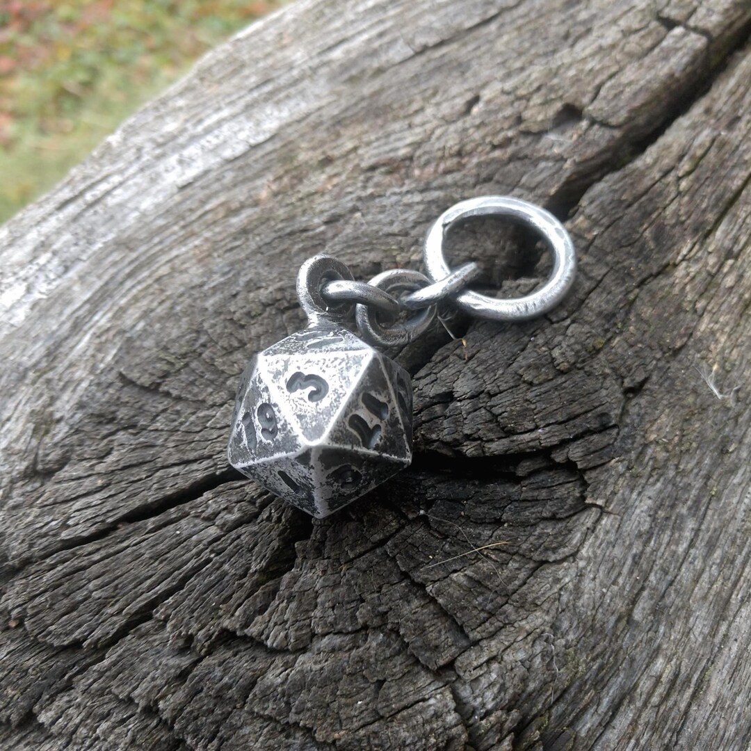 Forged Iron D20 Dice Keychain: Handmade 6th Anniversary Gift - Etsy
