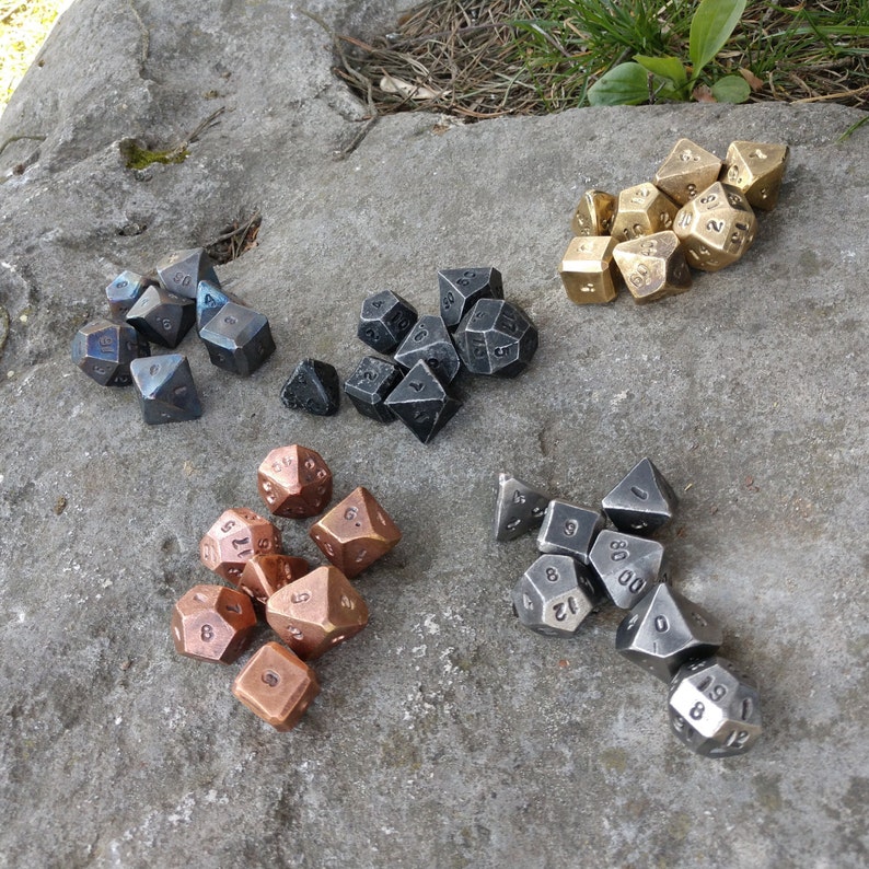 Set of 5 Metals on 7 Dice Bronze Dice Iron Dice Copper - Etsy