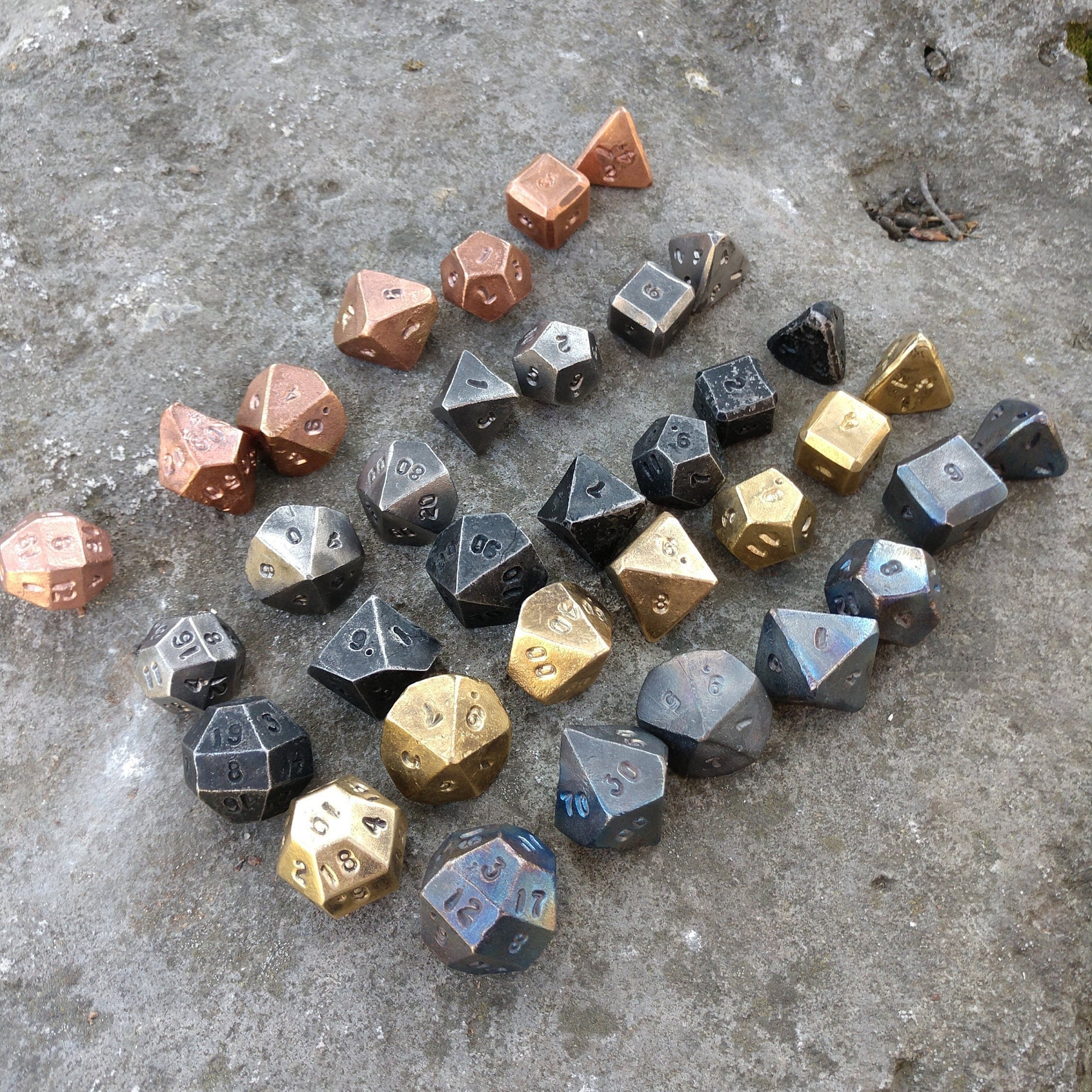 Set of 5 Metals on 7 Dice Bronze Dice Iron Dice Copper - Etsy