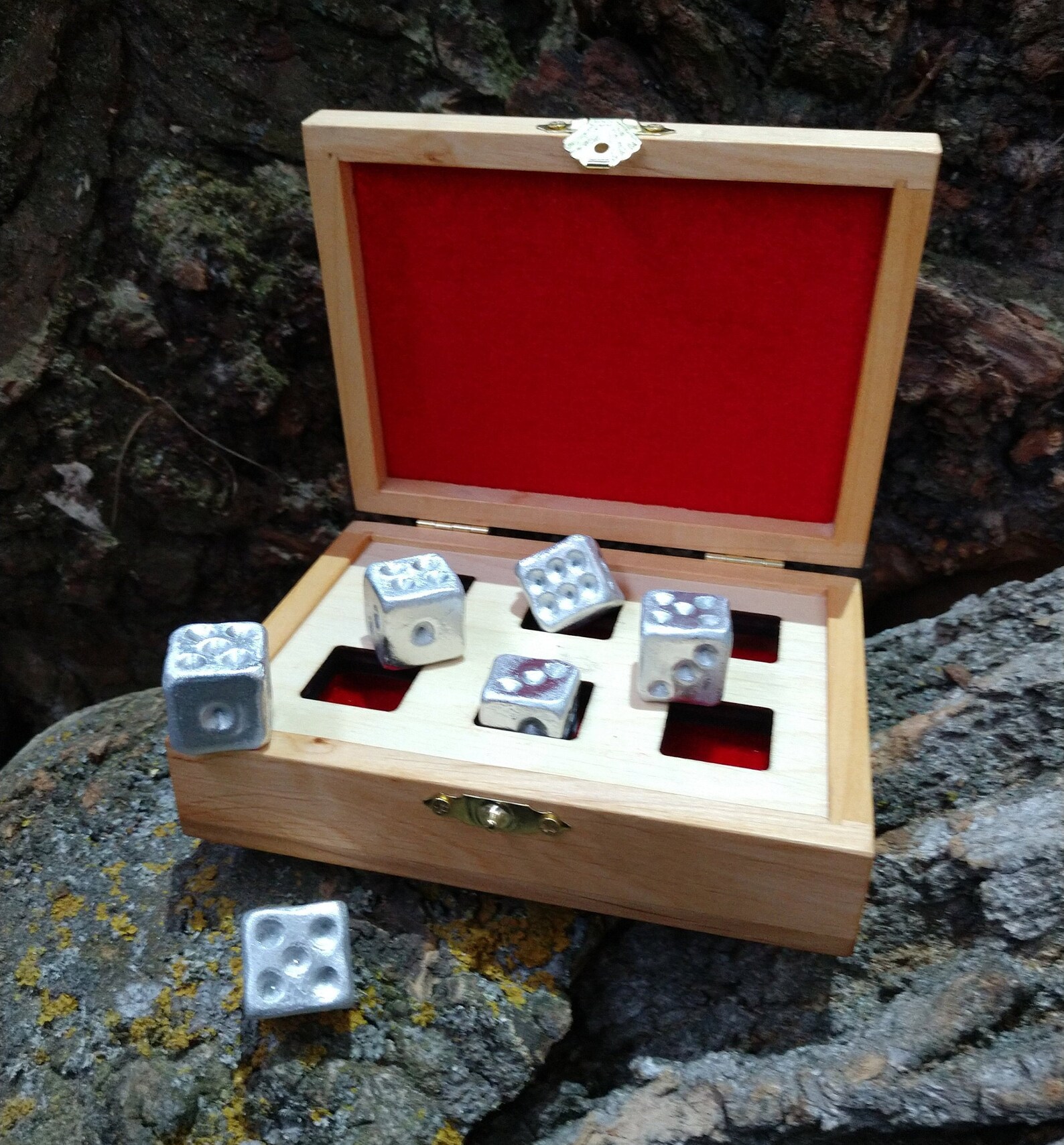 Set of 6 Aluminum Dices in Wooden Box Tin Anniversary Gift - Etsy