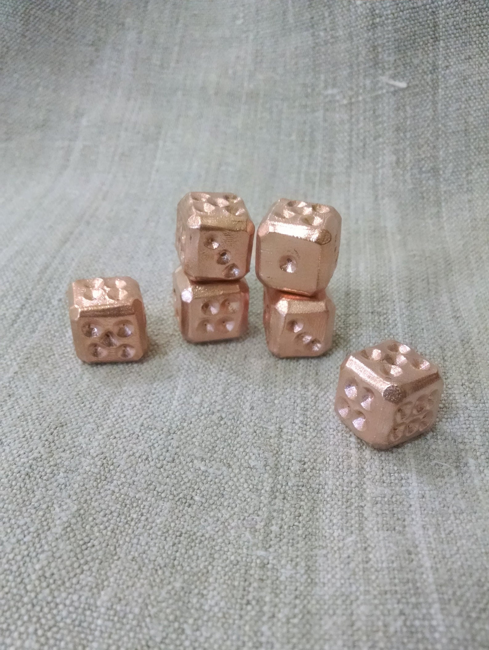 Set of 6 dices copper dices copper anniversary dice games | Etsy