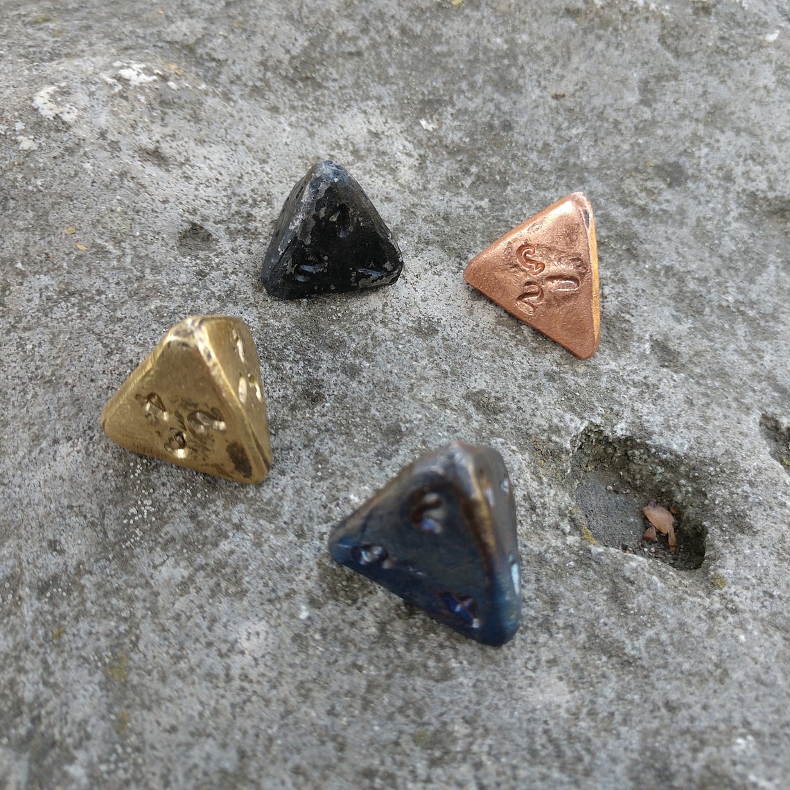 Set of 4 Metal Dice D4 Dice Forged Bronze Dice Forged Iron - Etsy