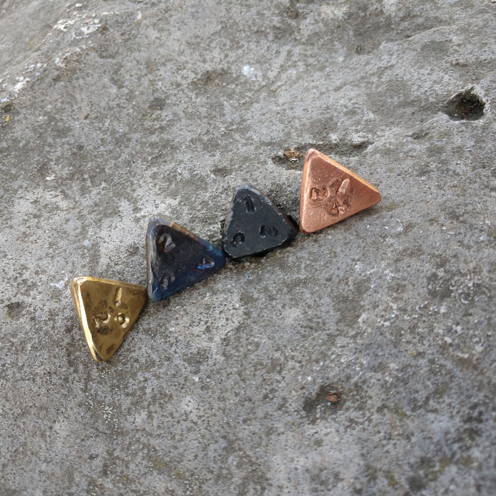 Set of 4 Metal Dice D4 Dice Forged Bronze Dice Forged Iron - Etsy