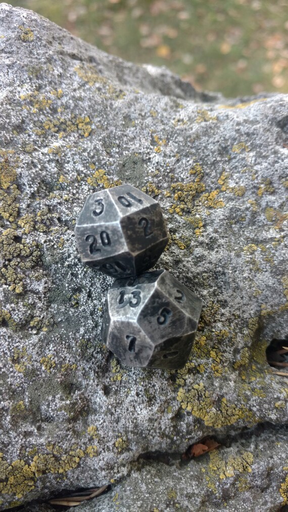 Iron Dices Set of 2 Dices D20 Dice Games Tabletop Gaming | Etsy