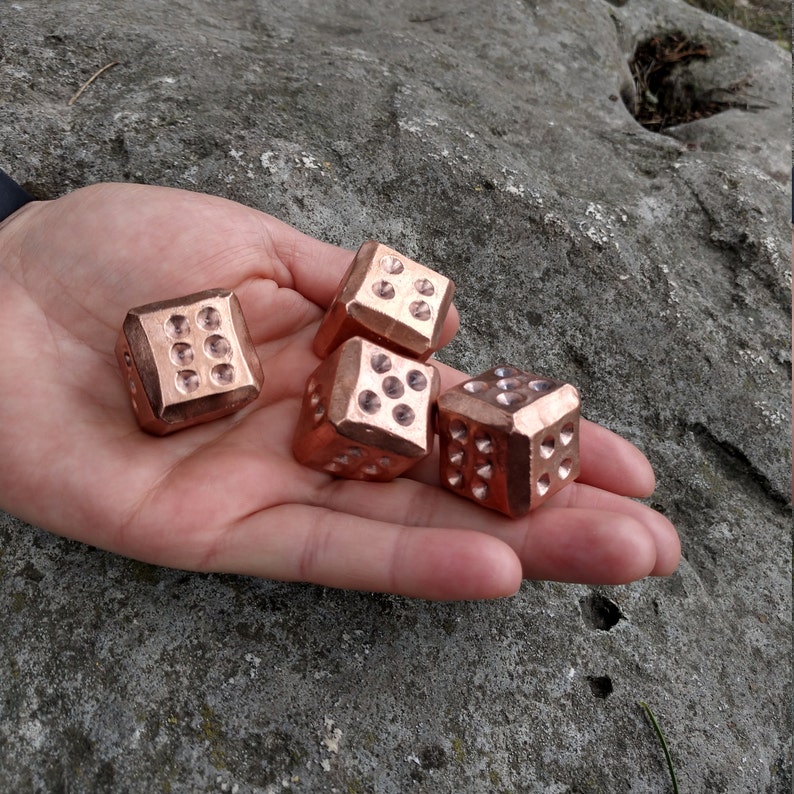 Set of 4 Copper Dices D6 Copper Dices Dnd Dice Games | Etsy