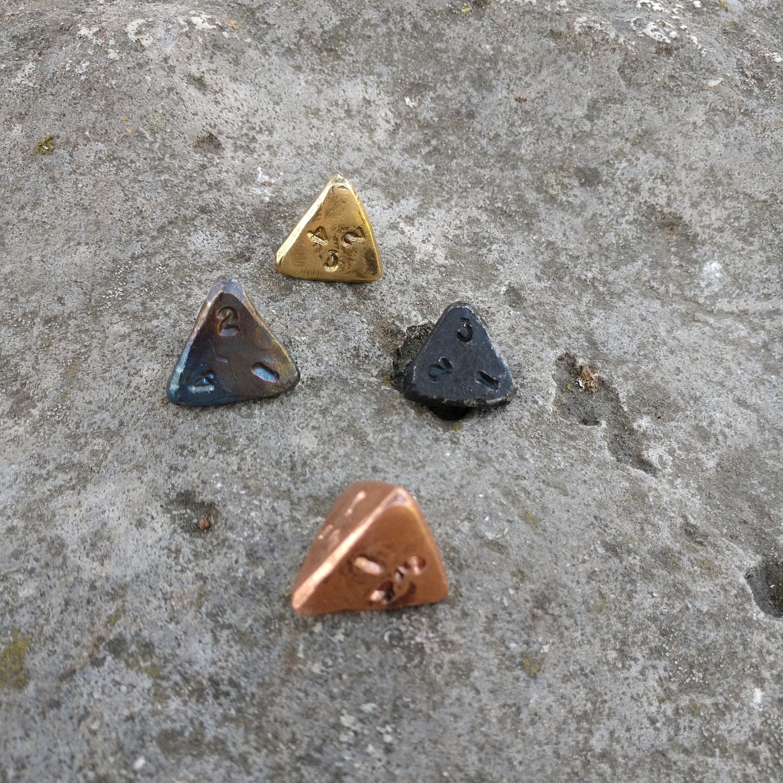 Set of 4 Metal Dice D4 Dice Forged Bronze Dice Forged Iron - Etsy