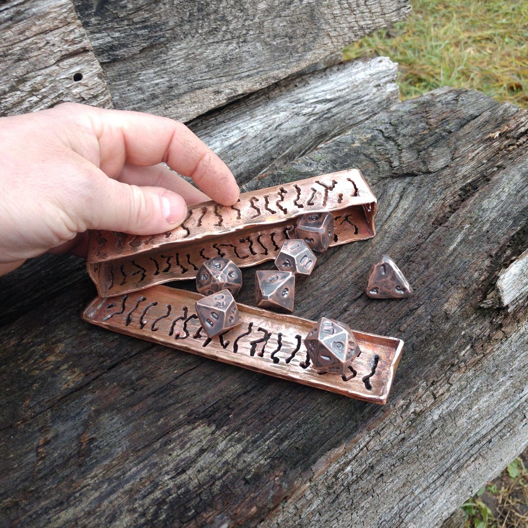 D&D Dice Games,copper Dices, Set of 7 Dices in Copper Box, D20, D10 ...