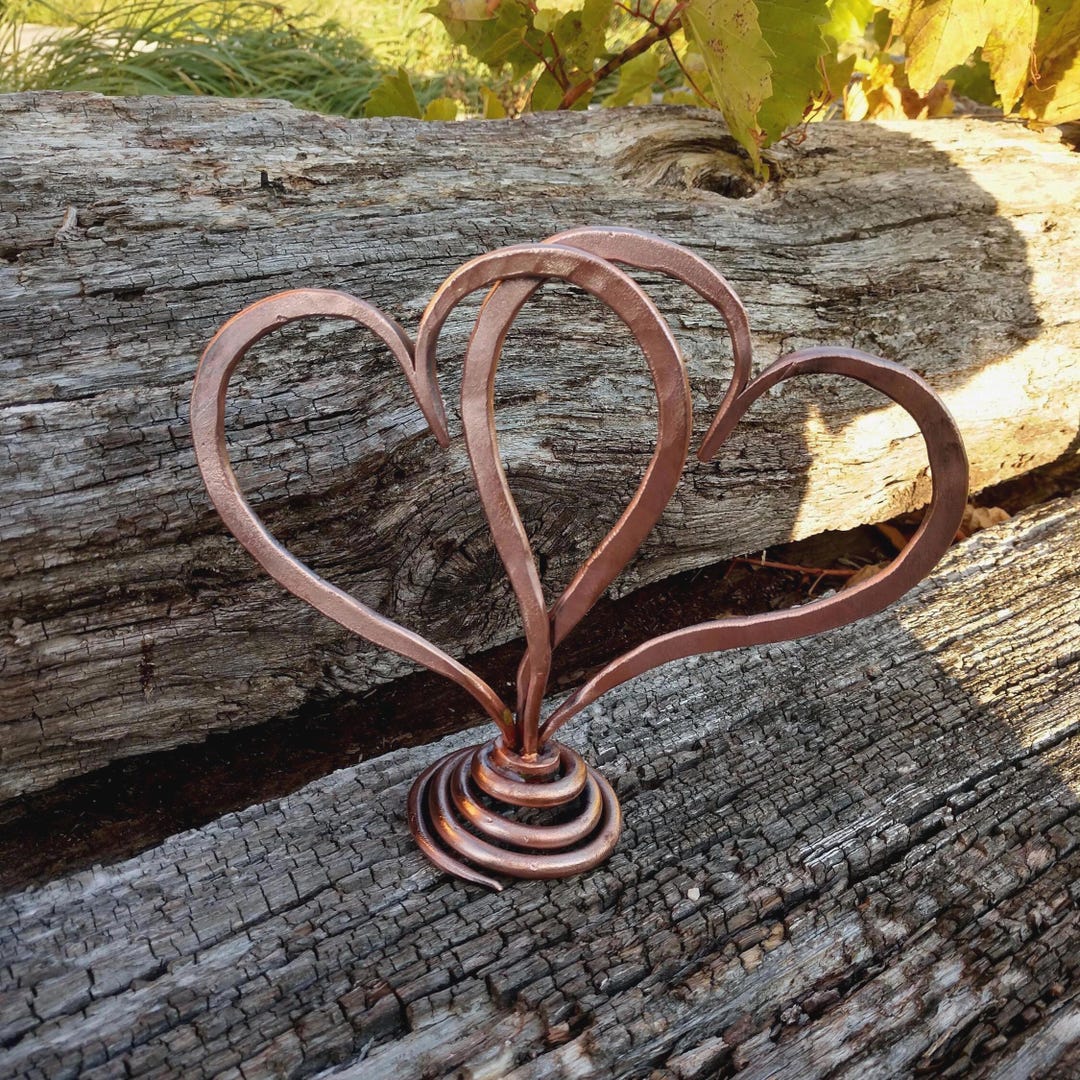 Forged Copper Hearts Sculpture, 7th Anniversary Gift, Personalized - Etsy
