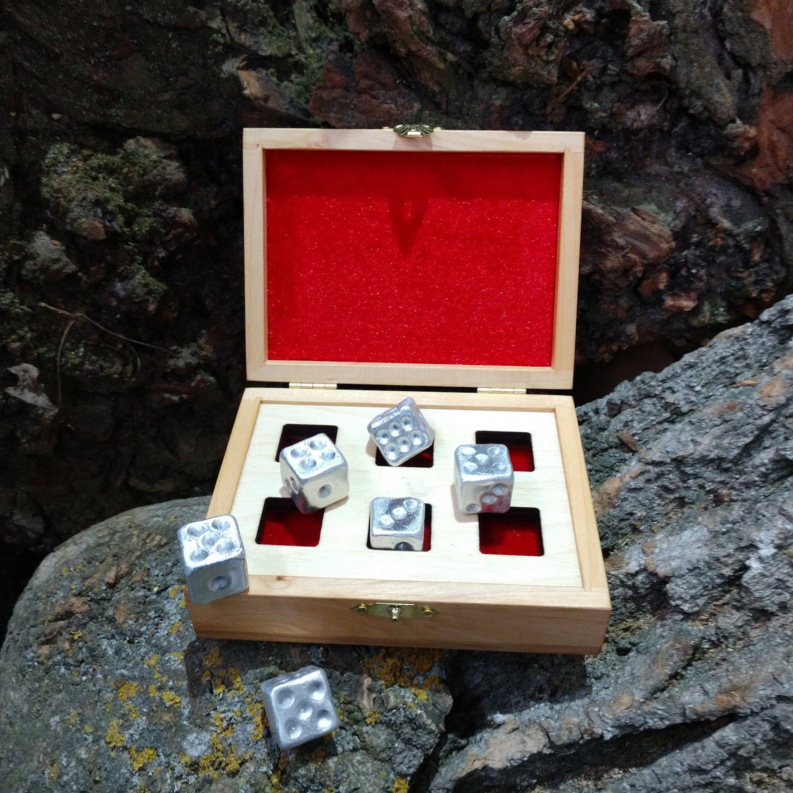 Set of 6 Aluminum Dices in Wooden Box Tin Anniversary Gift - Etsy