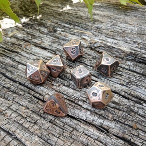 Copper Dice, Set of 7 Copper Dice, Copper Gifts, Dnd Dice, D4, D6, D8 ...