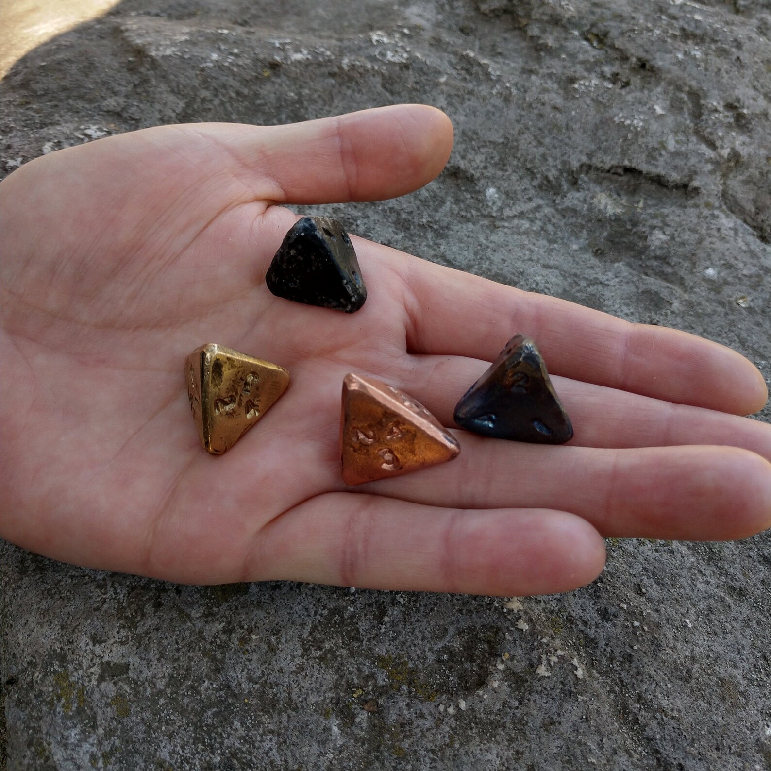 Set of 4 Metal Dice D4 Dice Forged Bronze Dice Forged Iron - Etsy