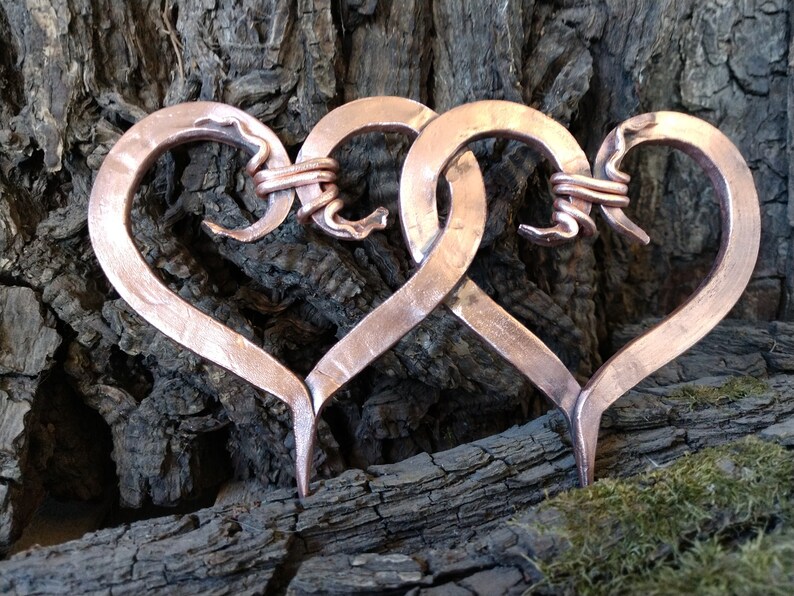 Forged Copper Hearts, Personalized 7th Anniversary Gift, Handmade - Etsy