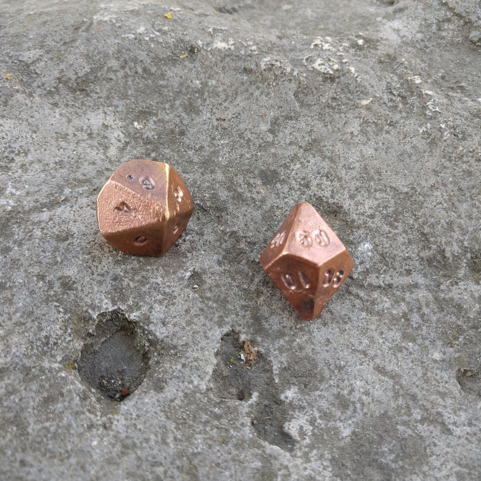 Set of 2 Copper Dice D00 Dice D10 Forged Copper Dice Board | Etsy