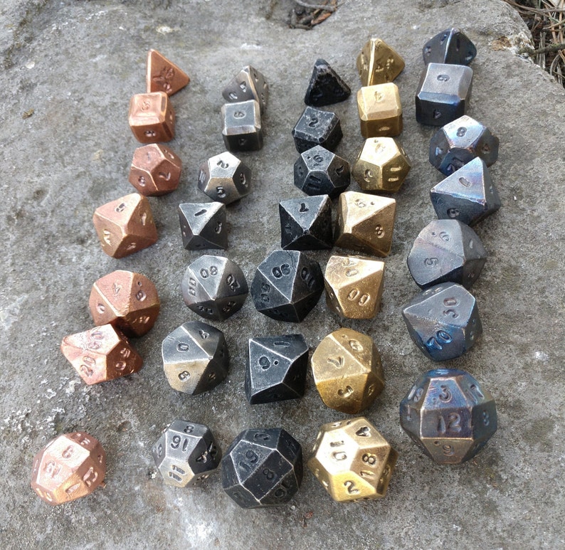 Set of 5 Metals on 7 Dice Bronze Dice Iron Dice Copper - Etsy