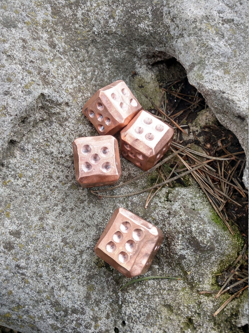 Set of 4 Copper Dices D6 Copper Dices Dnd Dice Games | Etsy