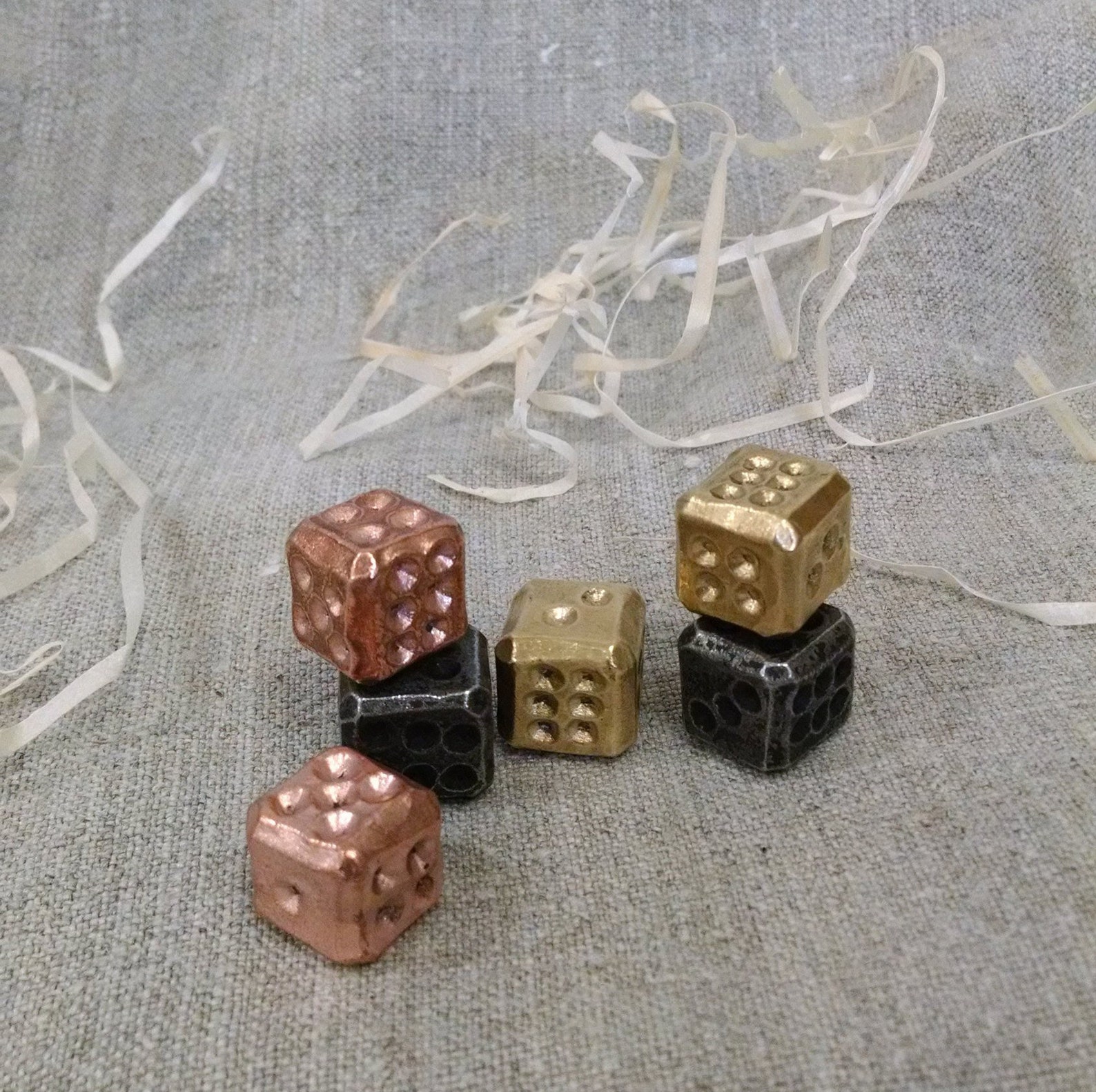 Set of 6 Dices Copper Dices Bronze Dices D6 Dice Iron - Etsy