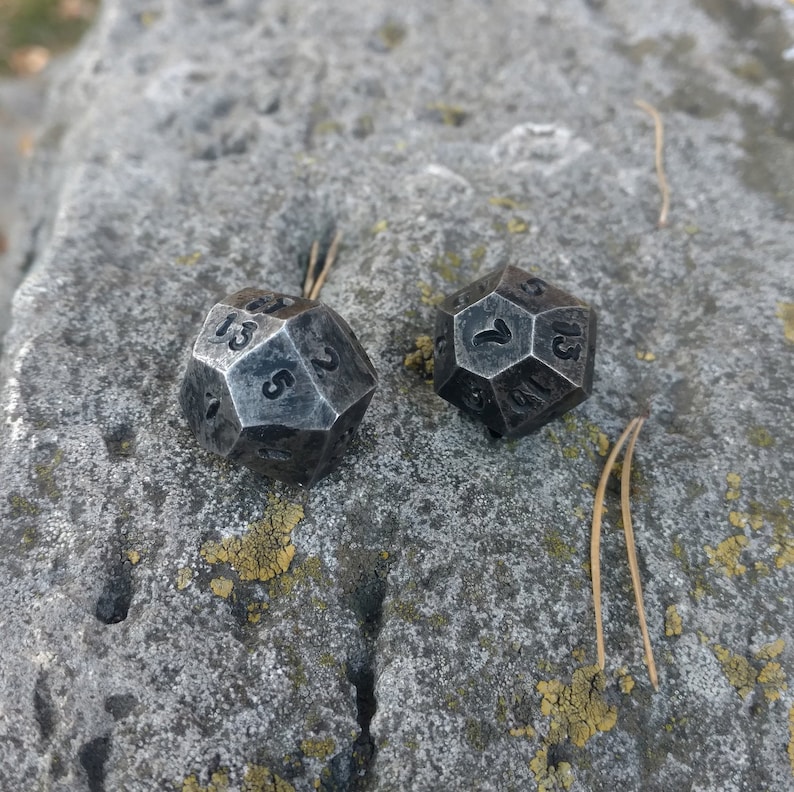 Iron dices set of 2 dices d20 dice games tabletop gaming | Etsy