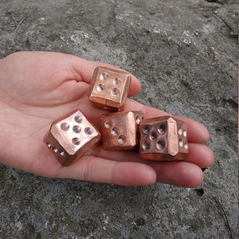 Set of 4 Copper Dices D6 Copper Dices Dnd Dice Games | Etsy