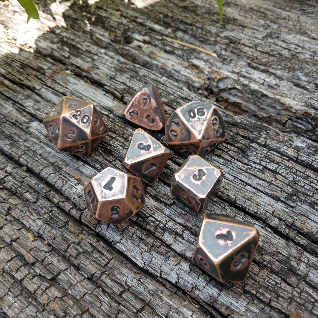 Copper Dice, Set of 7 Copper Dice, Copper Gifts, Dnd Dice, D4, D6, D8 ...