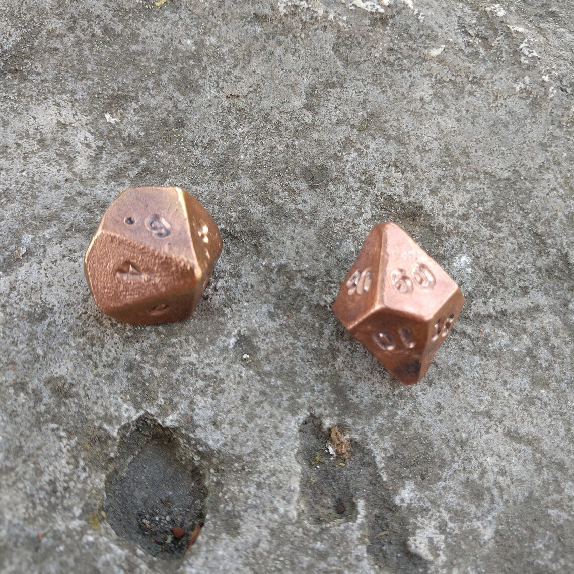 Set of 2 Copper Dice D00 Dice D10 Forged Copper Dice Board | Etsy