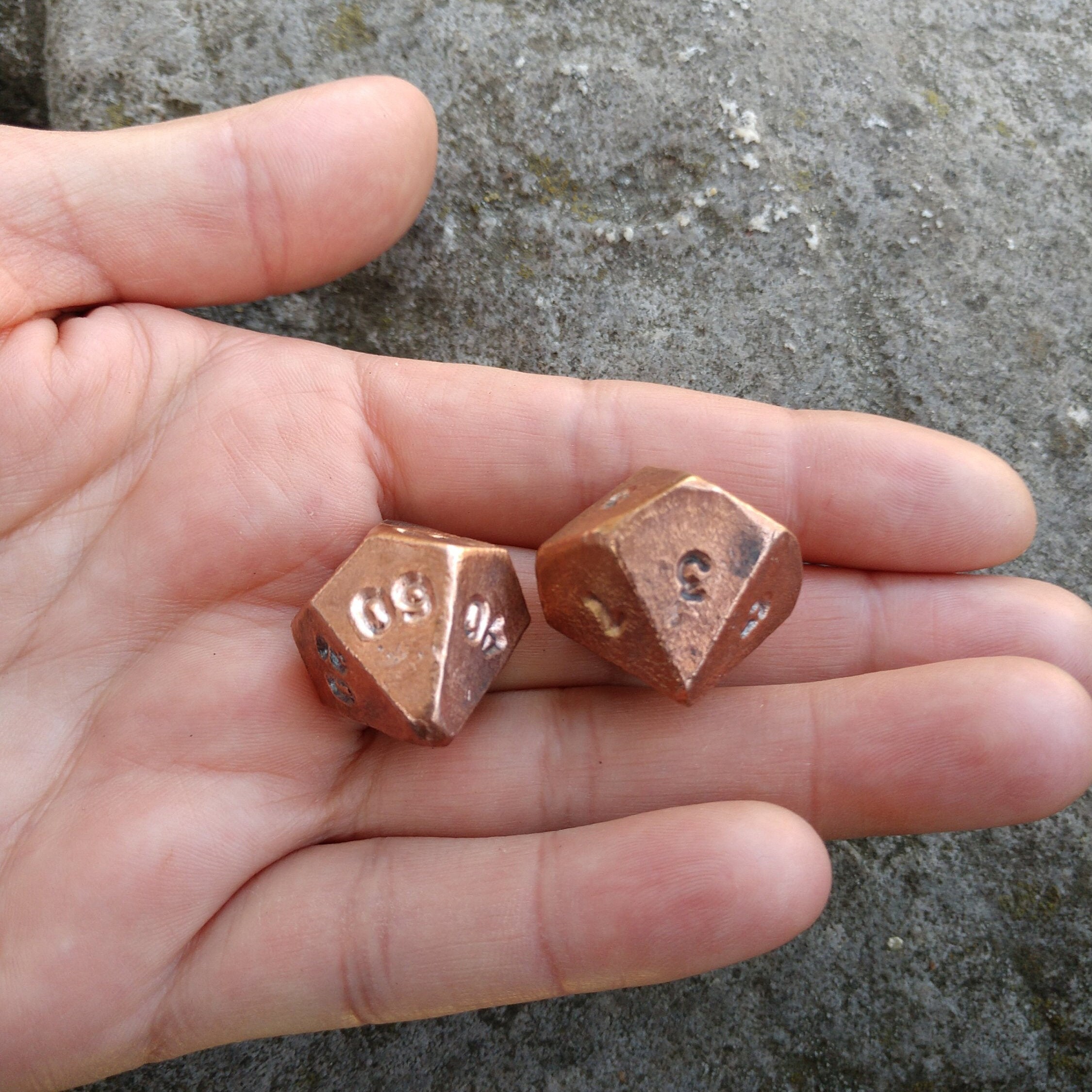 Set of 2 Copper Dice D00 Dice D10 Forged Copper Dice Board | Etsy