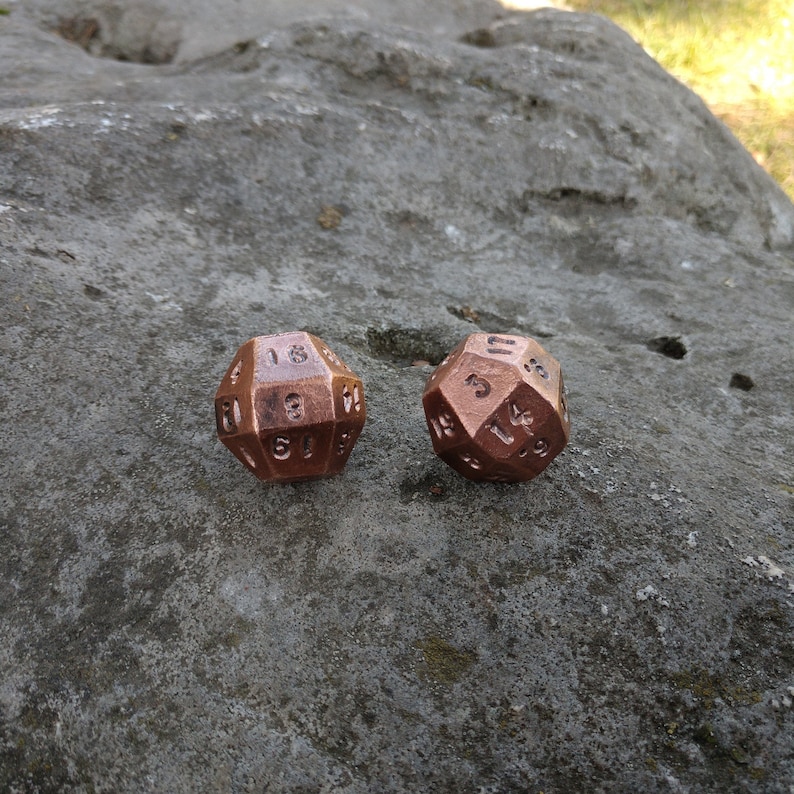 Set of 2 Copper Dice D20 Dice Forged Copper Dice Board - Etsy