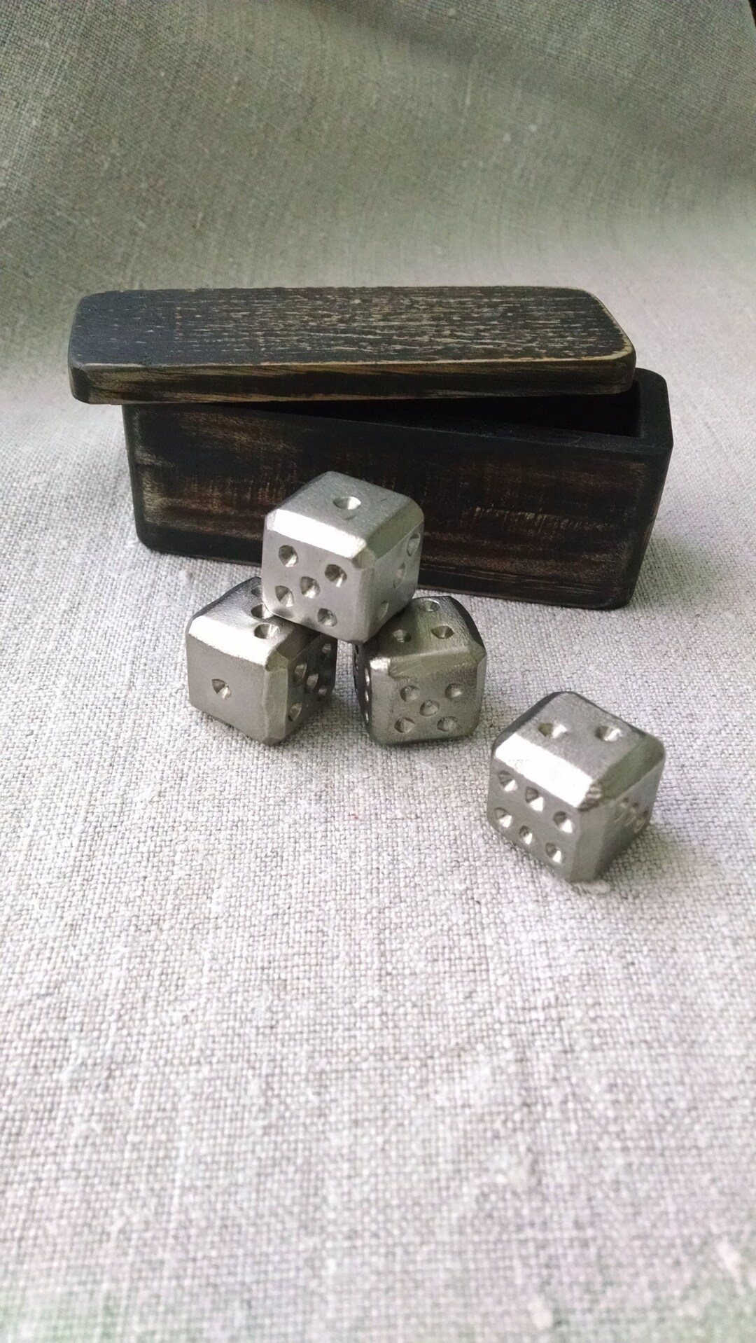 Iron, Dices, Stainless Steel, Set of 4 Stainless Steel Dices With a Box ...