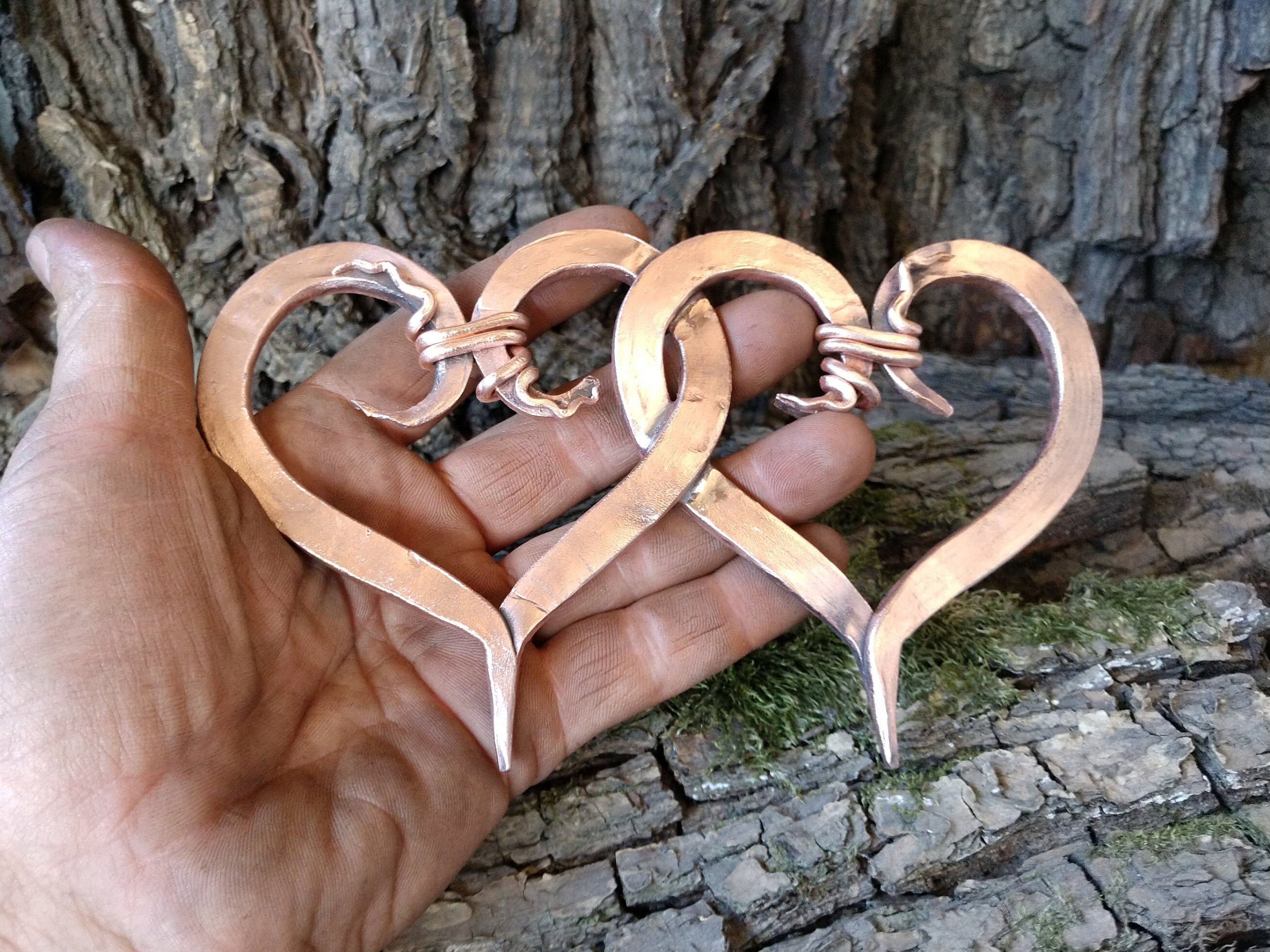 Copper gifts forged copper hearts engraved gift | Etsy