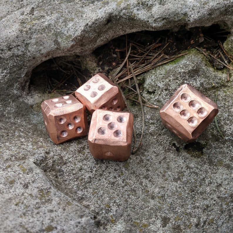 Set of 4 Copper Dices D6 Copper Dices Dnd Dice Games - Etsy