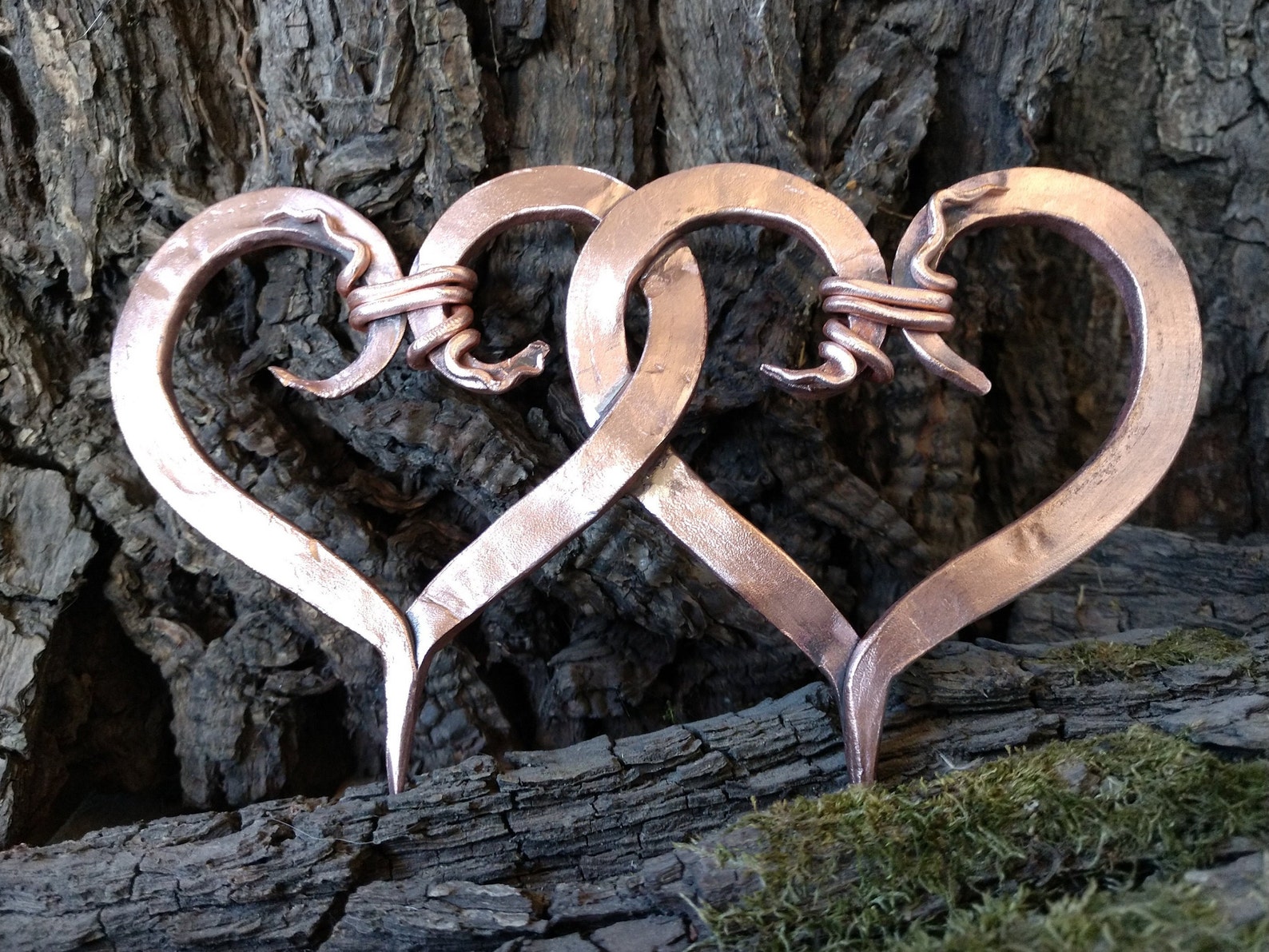 Copper Gifts Forged Copper Hearts Engraved Gift - Etsy