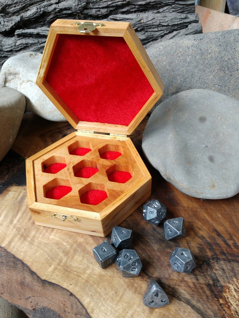 DnD dice games set of 7 dices in wooden box iron dices with | Etsy