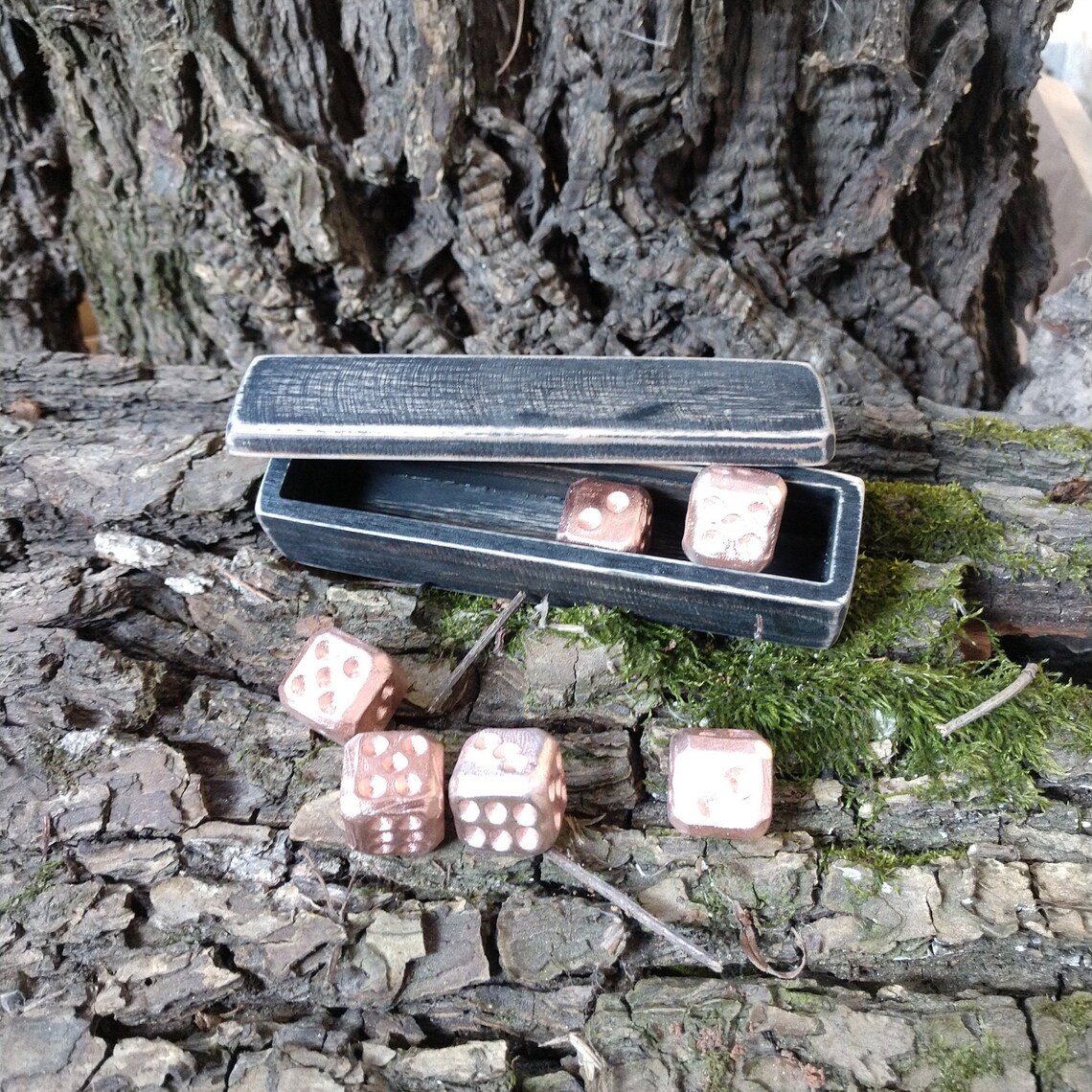 Copper dice set of 6 dices in wooden box copper anniversary | Etsy