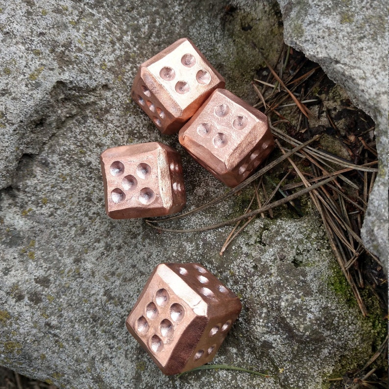 Set of 4 Copper Dices D6 Copper Dices Dnd Dice Games | Etsy