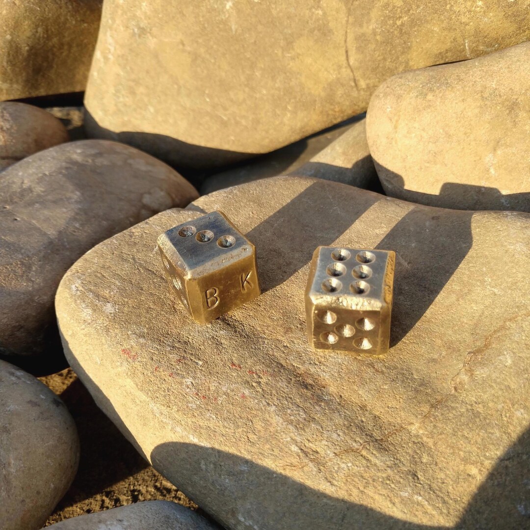 Handmade Bronze Dice Set of 2: Personalized D6 Dice, Board Games - Etsy