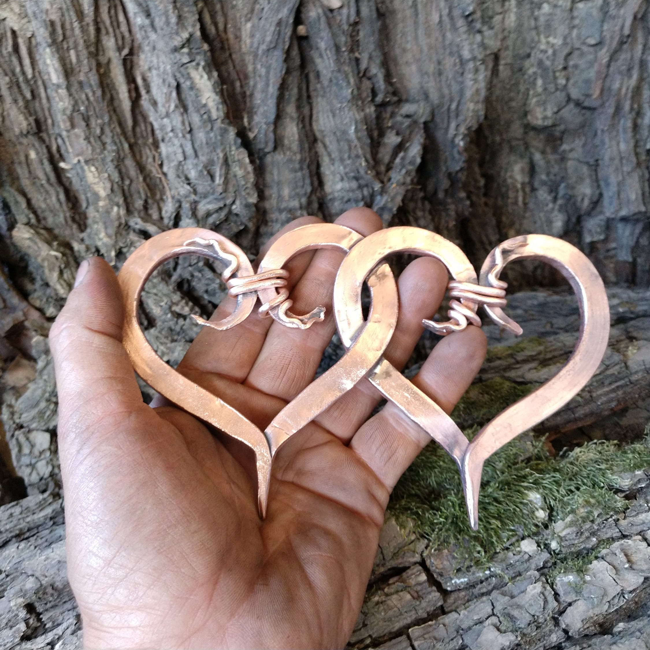 Copper gifts forged copper hearts engraved gift | Etsy