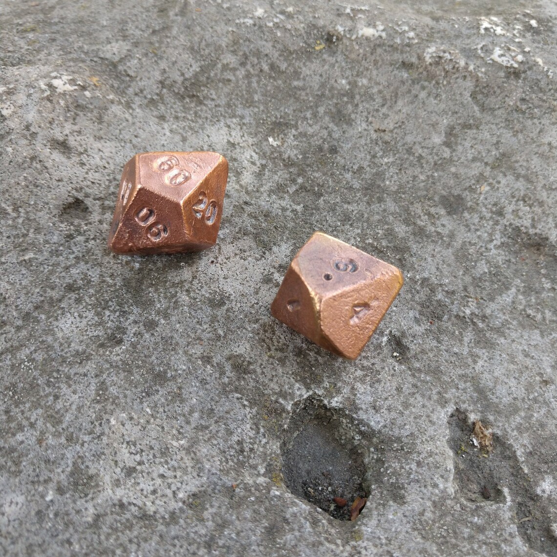 Set of 2 Copper Dice D00 Dice D10 Forged Copper Dice Board | Etsy