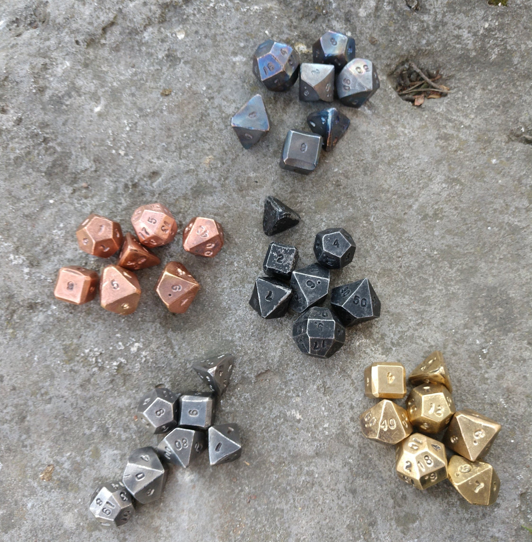 Set of 5 Metals on 7 Dice Bronze Dice Iron Dice Copper - Etsy