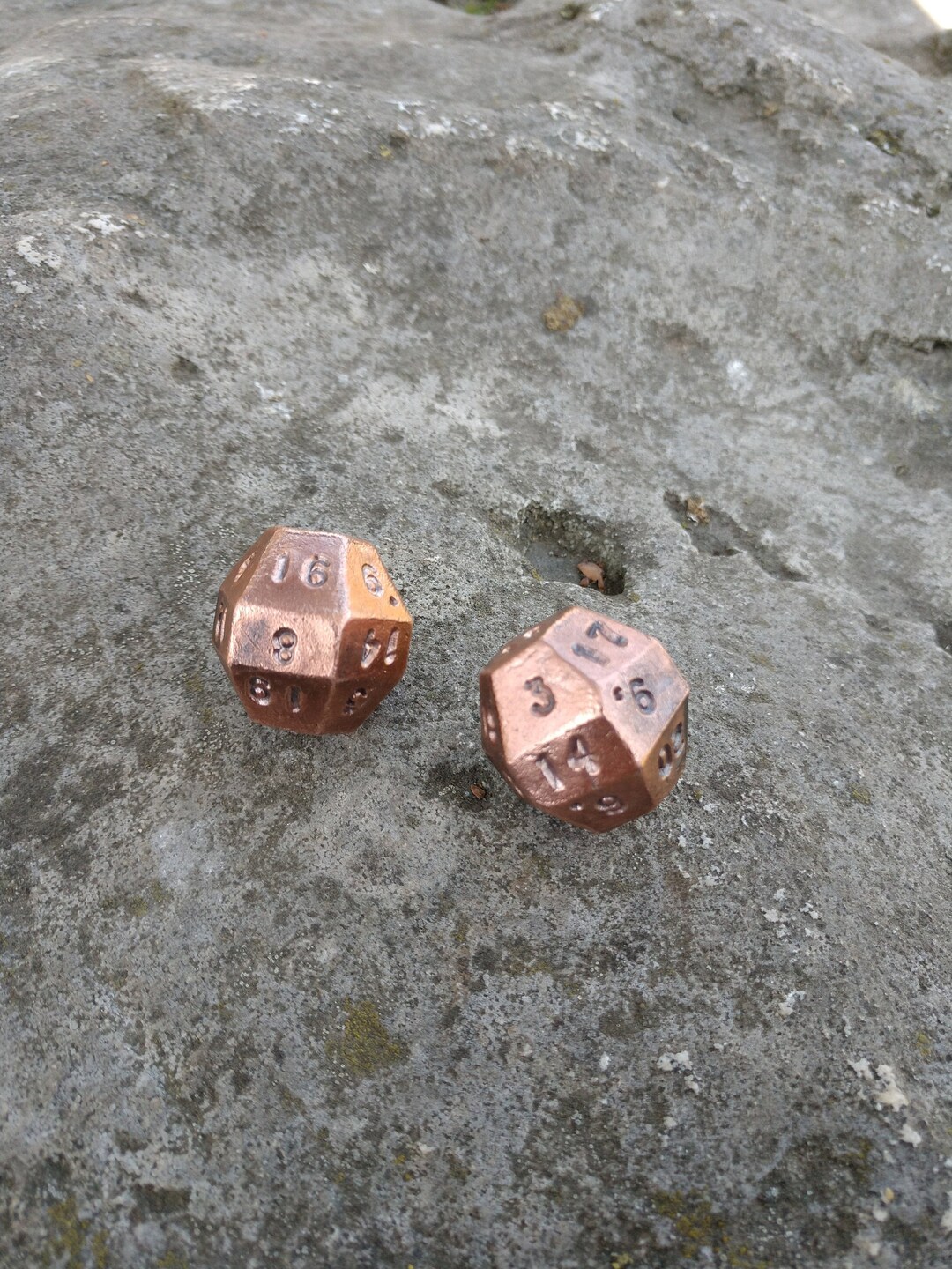Set of 2 Copper Dice, D20 Dice, Forged Copper Dice, Board Games, Dnd ...