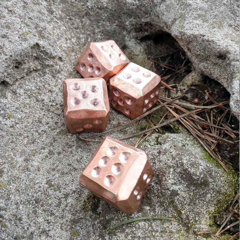 Set of 4 Copper Dices D6 Copper Dices Dnd Dice Games - Etsy