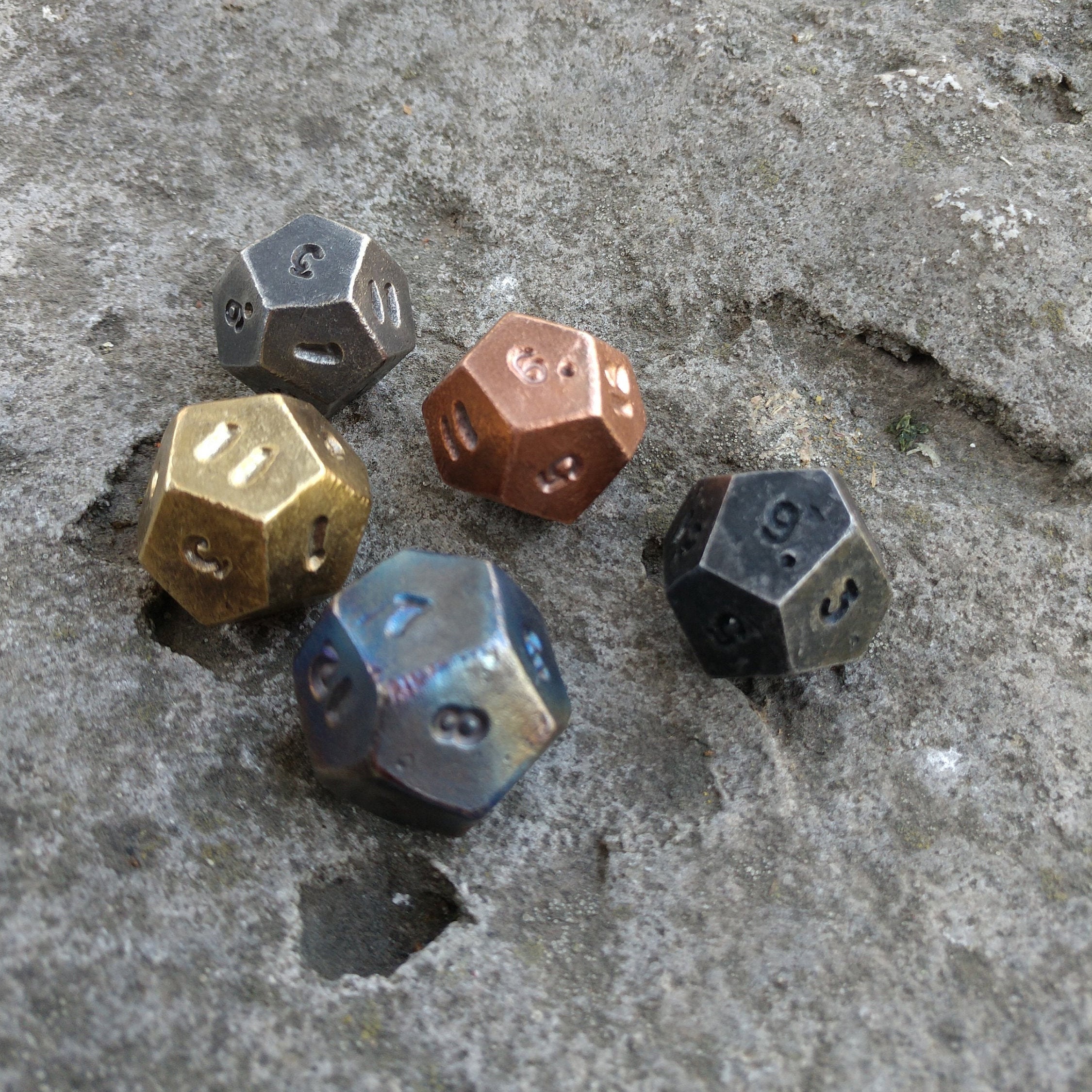 Dnd Dice Games Set of 5 Metal Dice D12 Dice Iron Bronze - Etsy UK